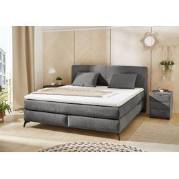 Jockenh&ouml;fer Boxspringbett, B:193cm L:216cm, grau, JOCKENH&Ouml;FER GRUPPE, Bezug Bett: Microfaser (100% Polyester);Topper und Matratzenspiegel: 100% Polyester,