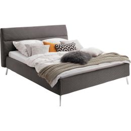 Polsterbett Home Affaire, B:205cm H:104cm L:251cmschwarz, grau, 88% Polyester, 12% Polyacryl, Betten, "Elvo, weichgepolstertes Kopfteil, wahweise