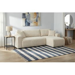 Ecksofa OTTO HOME, B:241cm H:79cm T:52cm, beige, Wohnzimmer, Sofas, "JONAA Cord L-Form, 241cm. OTTO. Verl&auml;ssliche Qualit&auml;t", Tonnentaschen-Federkern,