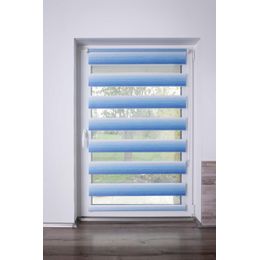Doppelrollo K-home, B:45cm H:200cm, blau, Polyester, Rollos, "mit sch&ouml;nen Farbverlauf"