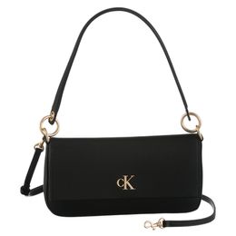Damen Schultertasche "MINIMAL MONOGRAM SHOULDER POUCH", Calvin Klein Jeans, schwarz, Lederimitat, Textil, unifarben, Taschen, Umh&auml;ngetasche, Damen