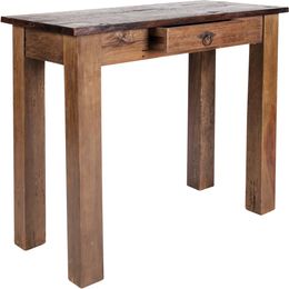 Telefontisch Sit, B:80cm H:78cm T:40cm, beige, Tische, "Split aus recyceltem Teakholz mit Schubkasten", Kompakter Beistelltisch mit Schubkasten im