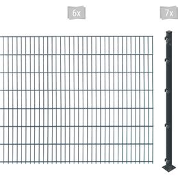 Arvotec Doppelstabmattenzaun "ESSENTIAL 143 zum Aufschrauben", H/L: 143cm x 12m, Pfosten: 7 Stk., grau, Zaunelemente, Zaunh&ouml;he 143 cm, Zaunl&auml;nge 2 -