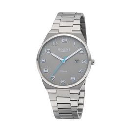 Regent Uhren REGENT Herren Titanuhr, silber, Armbanduhren, Quarzuhr, Armbanduhr, Herrenuhr, analog, Tag