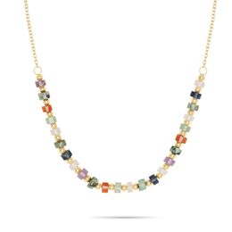 s.Oliver Damen Kette ohne Anh&auml;nger "Colorful Beads", Edelstahl Perlen, L: 55 B: 2,5mm, bunt, Edelstahl, Perlen, B:2,5mm, Halsketten, mit Glasperle