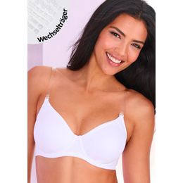 Lascana Damen T-Shirt-BH, Gr. 90, wei&szlig;, Microtouch, Obermaterial: 82% Polyamid (TACTEL), 18% Elasthan (LYCRA), BHs, mit 3 Tr&auml;gern (Wechseltr&auml;ger) und
