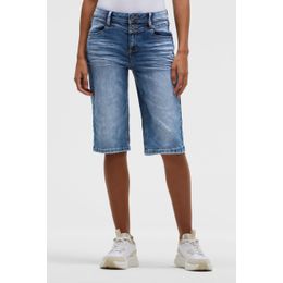 SOCCX Damen Regular-fit-Jeans, blau, Gr. 31, unifarben, Denim/Jeans, Material: 72% Baumwolle, 27% Polyester, 1% Elasthan, Jeans, mit hoher Leibh&ouml;he