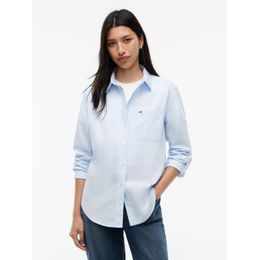 Tommy Jeans Damen Langarmbluse "TJW RLX ESSENTIAL SHIRT", blau, Gr. XL, unifarben, Web, Obermaterial: 100% Baumwolle, Blusen, Baumwolle, relaxed fit