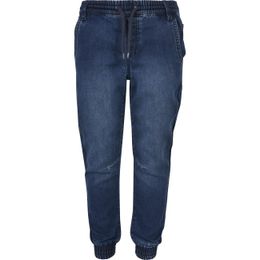 Urban Classics M&auml;dchen Cargohose "Urban Classics Herren Boys Knitted Denim Jogpants"blau washed, Gr. 158, unifarben, 83% Baumwolle, 15% Polyester, 2%