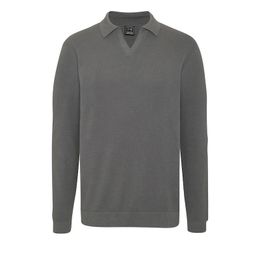H.I.S. H.I.S Herren Strickpullover &raquo;- leichtes Strick Poloshirt, Longsleeve&laquo; Strukturstrick, Polokragen mit kleiner V-&Ouml;ffnung grau XL (56/58)