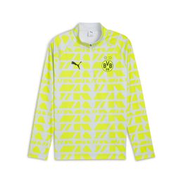 Puma Herren T-Shirt "Borussia Dortmund Aufw&auml;rmoberteil mit viertellangem", gelb, Gr. L, bedruckt, Obermaterial: 100% Polyester, Shirts
