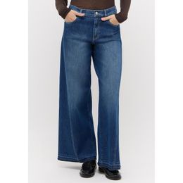 Angels Damen Angels Schlagjeans &raquo;LIVA EDGY&laquo; mit extraweitem Bein und Teilungsnaht blau 34, L&auml;nge 30