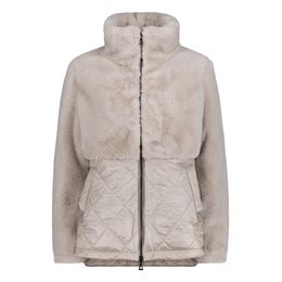 AMBER & JUNE AMBER & JUNE Damen Pl&uuml;schjacke "Damen mit Stehkragen", beige, Gr. 40, Obermaterial: 100% Polyester. Besatz: 100% Polyamid. Futter: 100% Polyamid.
