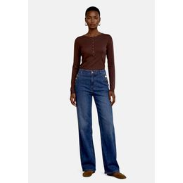Zero Damen Kurzarmshirt "Damen mit Knopfleiste", braun, Gr. 44, Rippware, Obermaterial: 52% Polyester, 24% Metall, 22% Viskose, 2% Elasthan, Shirts,