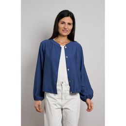 Seidel Moden Damen Blusenjacke &raquo;Otto exclusiv&laquo; ohne Kapuze mit Knopfleiste - Viskose - MADE IN GERMANY blau 36