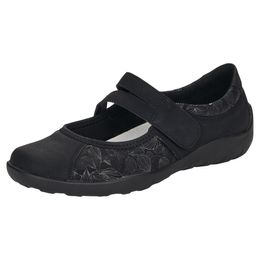 Remonte Damen Ballerina, Gr. 41, schwarz, Lederimitat, Textil, Schuhe, Slipper, Schlupfschuh, Slip-On Sneaker mit dezenter Snake-Optik