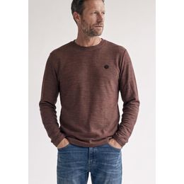 Street One MEN Herren Langarmshirt, braun, Gr. L, meliert, Web, 96% Baumwolle, 4% Polyester, Shirts, im soften Baumwoll-Mix