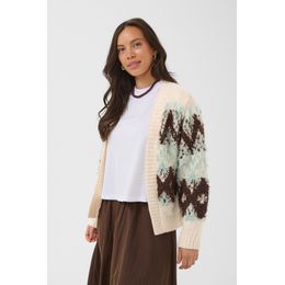 Saint Tropez Damen Strickjacke "TuskaSZ Cardigan", beige, Gr. L, gemustert, Strick, Obermaterial: 67% Polyester, 20% Polyamid, 8% Polyacryl, 5%