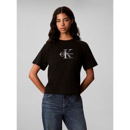 Calvin Klein Jeans Damen T-Shirt &raquo;BOXY HAND DRAWN MONOLOGO TEE&laquo; Regular fit, Logoschriftzug schwarz M