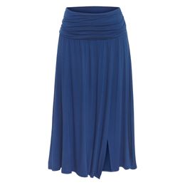 Lascana Damen Midirock "mit integrierter Shorts und kleiner Tasche", blau, Gr. 46, unifarben, Jersey, Obermaterial: 95% Viskose, 5% Elasthan, R&ouml;cke,