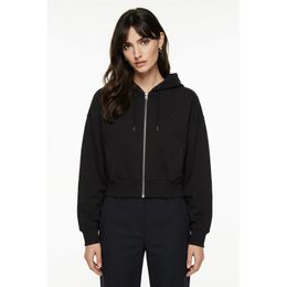 Calvin Klein Jeans Damen Sweatjacke &raquo;LS MONOGRAM TERRY CROP RELAXED F&laquo; Regular fit mit Kapuze mit Kordelzug M (40)
