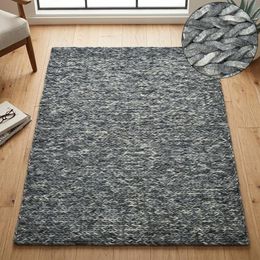 Theko Wollteppich &raquo;Arlberg&laquo; rechteckig 23 mm H&ouml;he reine Wolle, Strickoptik, ideal im Wohnzimmer & Schlafzimmer grau Wolle B : 70cm 1 Stk., 23mm, L: 