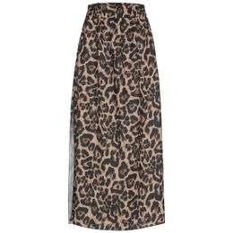 CLOUD 5IVE Damen Sommerrock "CLOUD 5IVE Maxi Skirt with side slit and leo print", braun, Gr. L, 95% Polyester, 5% Elasthan, R&ouml;cke