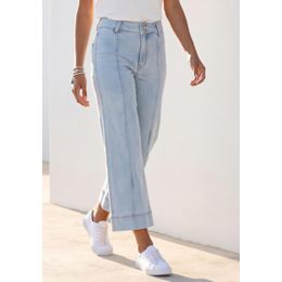 Lascana Damen 7/8-Jeans "aus Baumwolldenim mit Stretch", blau, Gr. 40, Denim/Jeans, Obermaterial: 74% Baumwolle, 24% Polyester, 2% Elasthan, Jeans,