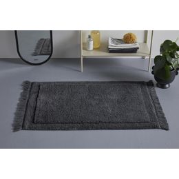 Badematte, H:20mm, schwarz, LeGer Home by Lena Gercke, Baumwolle, Badematten, "Tamsin, Badvorleger, Badezimmer Teppich", mit Fransen, Badteppich,