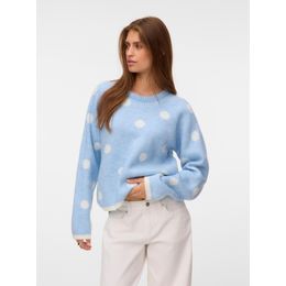 V&eacute;ro Moda VERO MODA Damen Rundhalspullover "VMLIV LS KNIT EXP EXP", blau, Gr. XL, gepunktet, Strick, Obermaterial: 50% Polyacryl, 50% Polyester, Pullover,