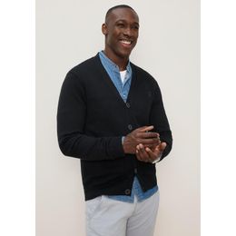 Delmao Herren DELMAO Strickjacke &raquo;Neue Kollektion! Highlight Stickerei & Taschen&laquo; mit V-Ausschnitt, Regular Fit, mit Langarm, mit Knopfleiste schwarz 