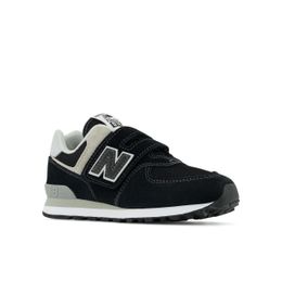 New Balance M&auml;dchen Sneaker "574", Gr. 33,5, schwarz, Leder, Synthetik, Textil, Schuhe, mit Gummilaufsohle, f&uuml;r Kinder entwickelt