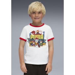 Puma Jungen T-Shirt "X PAW PATROL RINGER TEE", wei&szlig;, Gr. 110, bedruckt, Jersey, Obermaterial: 100% Baumwolle, Shirts, Regular Fit, Kurzarm, f&uuml;r