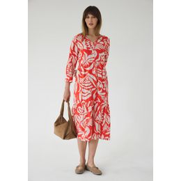 Damen Midikleid, rot, Gr. 42, STREET ONE STUDIO, gemustert, Stoff, 89% Viskose, 11% Polyester, Kleider, mit allover Print