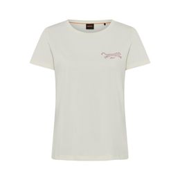 BOSS Orange Damen T-Shirt "Elove Premium Damenmode", beige, Gr. M, unifarben, Single Jersey, Obermaterial: 100% Baumwolle, Shirts, mit Stickerei,