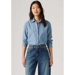 Levi's LEVI'S Damen Hemdbluse "CARLILE CLASSIC POPLIN SHIRT", blau, Gr. M, Web, Obermaterial: 100% Baumwolle, Blusen, Klassischer Hemdblusenkragen