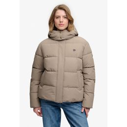 Superdry Damen Steppjacke "PREMIUM HOOD PUFFER JKT", beige, Gr. XXL, unifarben, Steppware, Obermaterial: 100% Polyester, Jacken, Kunstfaser, relaxed