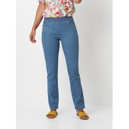 RELAXED Damen Schlupfhose "My Darling Slim", blau, Gr. 46, washed, Web, Obermaterial: 69% Baumwolle CO. 29% Polyester PES. 2% Elasthan EL., Hosen,