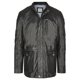 Bugatti Herren Blouson "BUANDIAMO", schwarz, Gr. 56, uni, Obermaterial: 100% Lammleder LEL. Futter: 100% Baumwolle CO. 100% Baumwolle CO., Jacken,