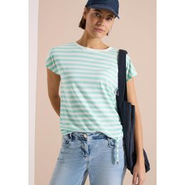 Cecil Damen Blusenshirt, gr&uuml;n, Gr. S, gestreift, Web, 50% Baumwolle, 50% Modal, Shirts, im soften Baumwoll-Mix