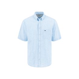 Fynch-Hatton Herren Kurzarmhemd, blau, Gr. S, unifarben, Web, Obermaterial: 80% Leinen, 20% Baumwolle, Hemden, Kurzarm, Regular Fit, mit Brusttasche,