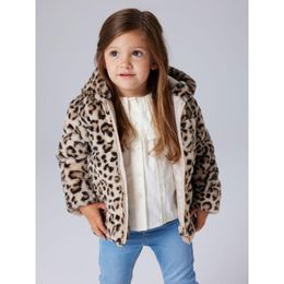 name it M&auml;dchen Fellimitatjacke &raquo;NMFMILA JACKET W HOOD PB&laquo; mit Kapuze Kunstfaser beige 110