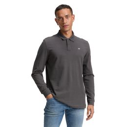 Tom Tailor Herren Tom Tailor Langarm-Poloshirt mit Logo-Stickerei grau S