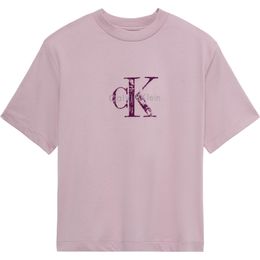 Damen T-Shirt "BOXY HAND DRAWN MONOLOGO TEE", rosa, Gr. XS, Calvin Klein Jeans, unifarben, Web, Obermaterial: 100% Baumwolle, Shirts, Regular fit,