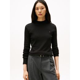 Tommy Hilfiger Damen Langarmshirt &raquo;SLIM CODY MOCK-NK LS&laquo; Baumwolle, slim fit schwarz L (42/44)