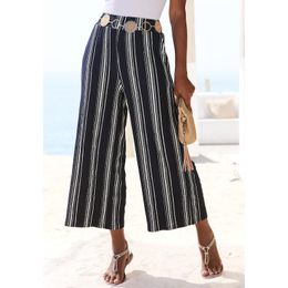 Lascana Damen Lascana 7/8-Hose &raquo;mit locker-luftigem Bein&laquo; aus strukturierter Ware, sommerliche Schlupfhose, Strandhose schwarz-wei&szlig; 36, N-Gr