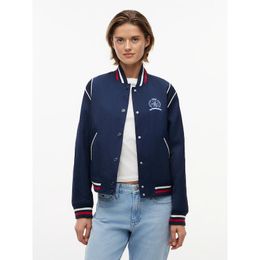 Tommy Jeans Damen Collegejacke &raquo;TJW CREST VARSITY JACKET&laquo; Kunstfaser, Baseball-Kragen, im College Stil blau L (42/44)