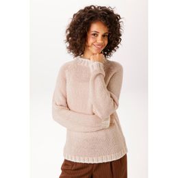 Aniston Casual Damen Aniston CASUAL Strickpullover mit gemusterten B&uuml;ndchen beige 40