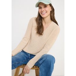 Cecil Damen Strickpullover mit V-Auschnitt beige M (40)