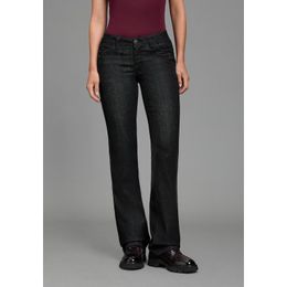 Arizona Damen Bootcut-Jeans &raquo;mit Keileins&auml;tzen&laquo; ausgestellte Beinform, niedrige Leibh&ouml;he, elastisches Material schwarz 34, N-Gr